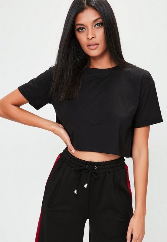 Petite Clothing Black Roll Sleeve T Shirt Women