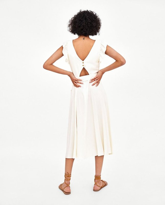 Elegant white linen maxi woman dress with bow