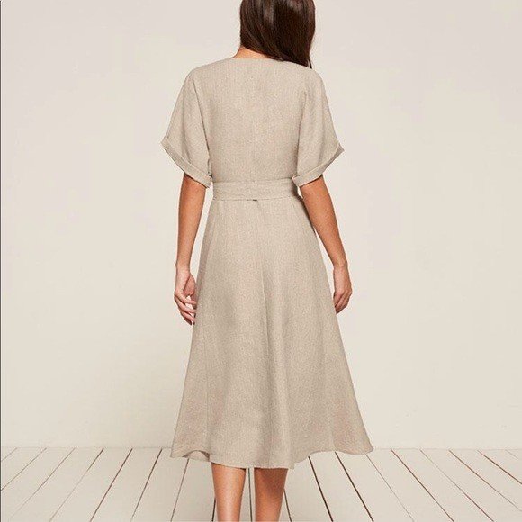 Bohemian Clothing Women Kimono Style V neck Maxi Linen Dress