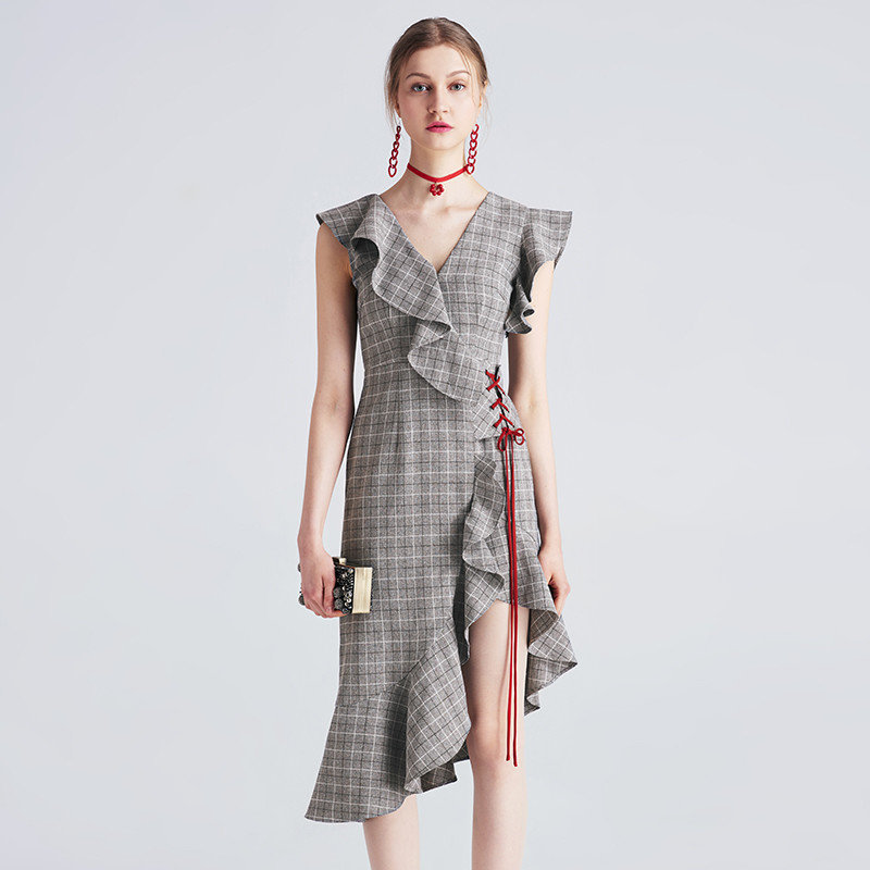 2018 New Fashion Lady Grey Dress